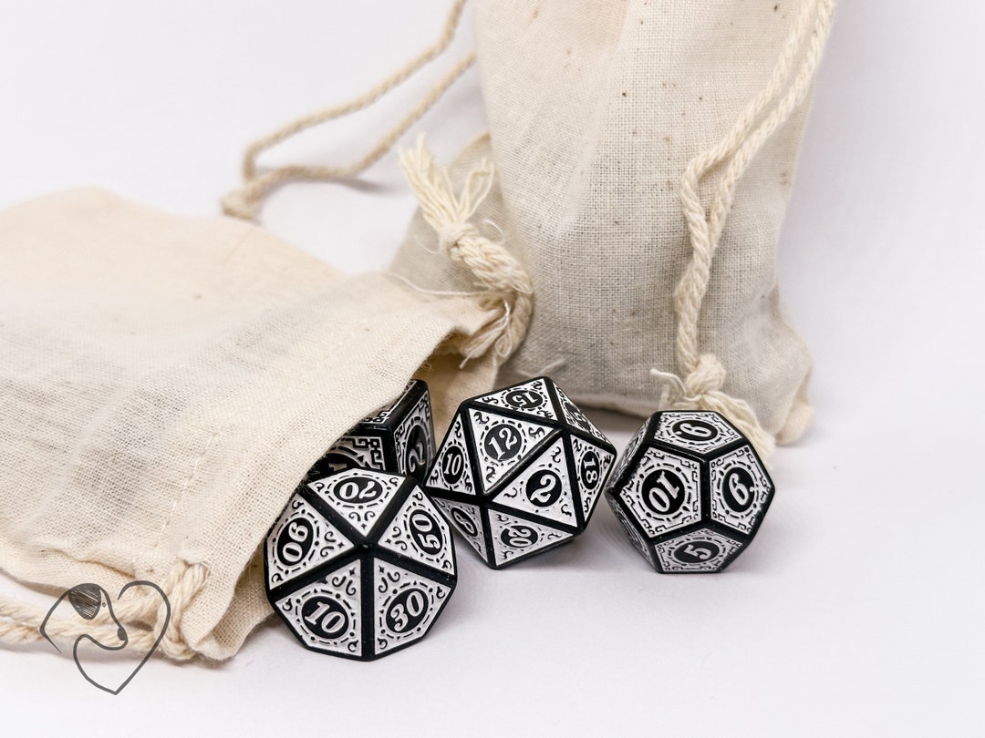 Bright White & Black Dungeons and Dragons Role Playing Dice Games Rpgs ...