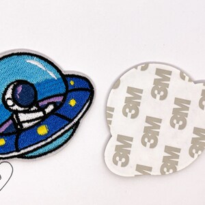 Astronaut in a UFO Type Spaceship | Embroidered Patch | Adhesive Back Patch | Sew on | Outer ...