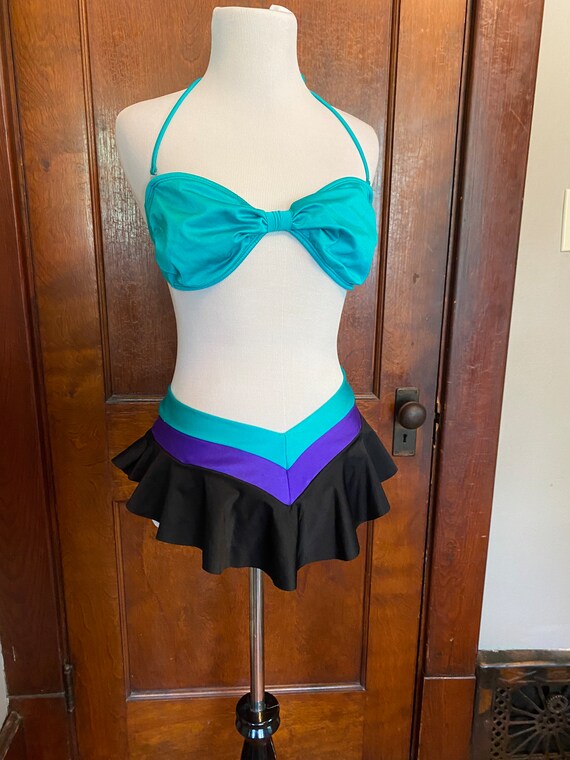 Vintage 90s La Bianca Bikini Set Ruffled Bottom Bri Gem