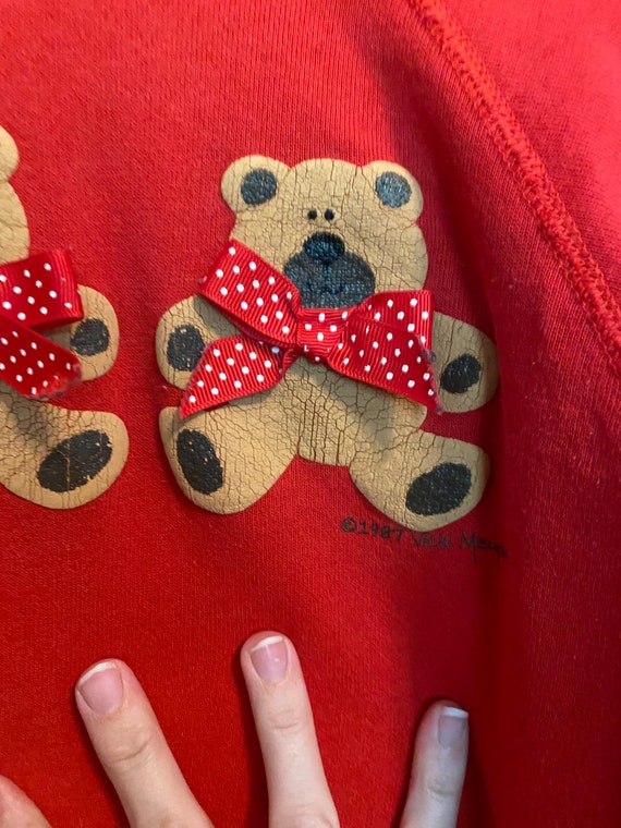 Vintage Retro 1987 Puff Paint Teddy Bears and Bows sw… - Gem