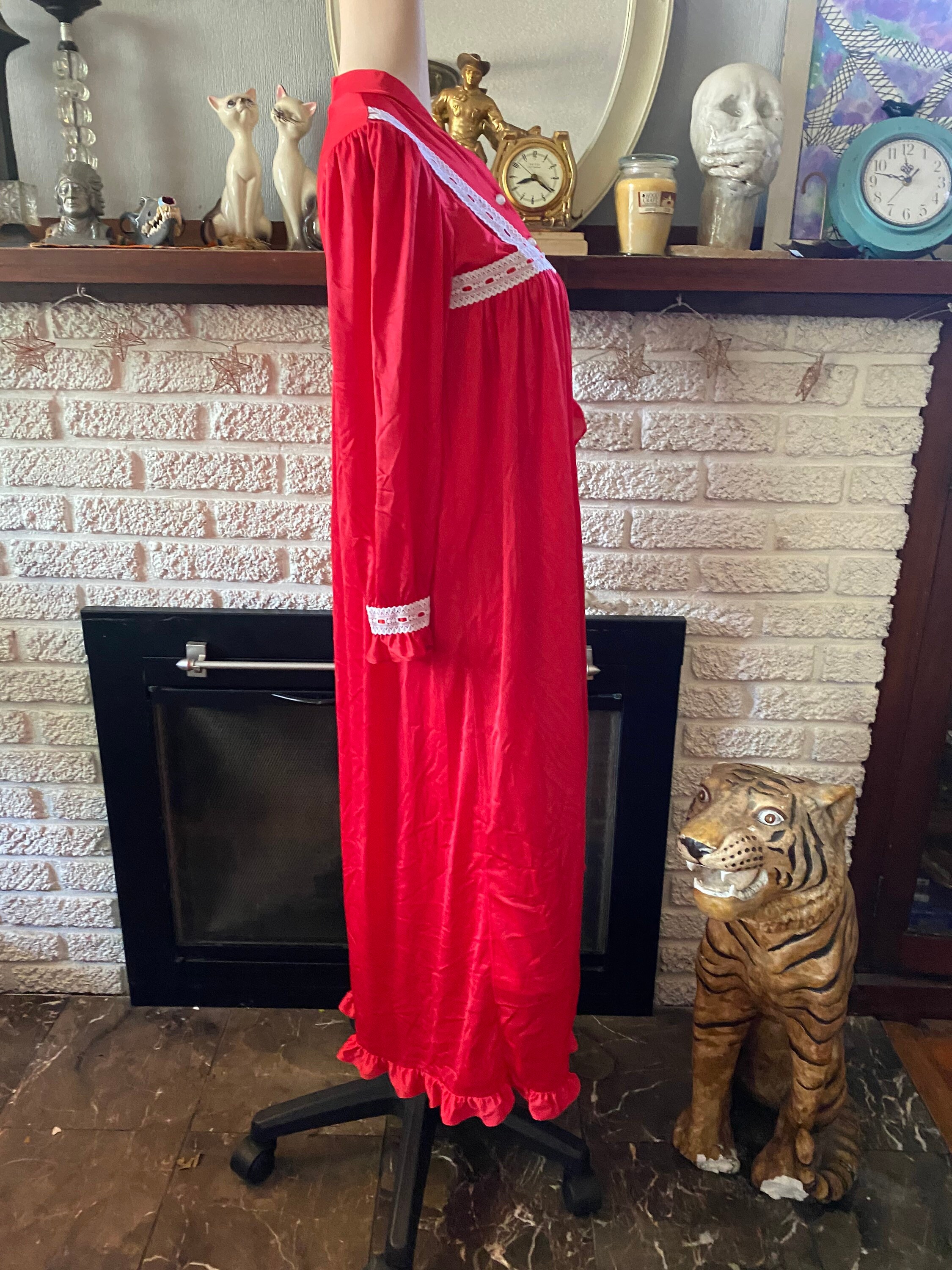 Vintage Nylon, Royal Deb, Open-front, Nightgown Peignoir, Robe, Cherry ...