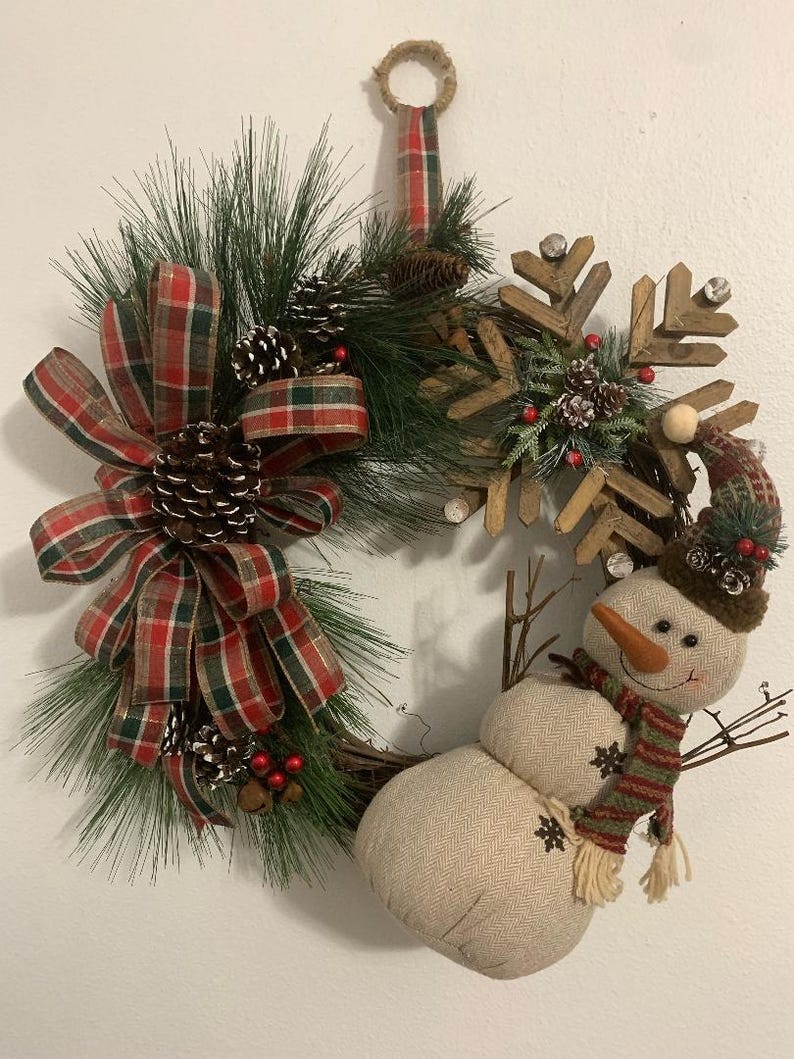 Rustic Snowman Wreath - Etsy