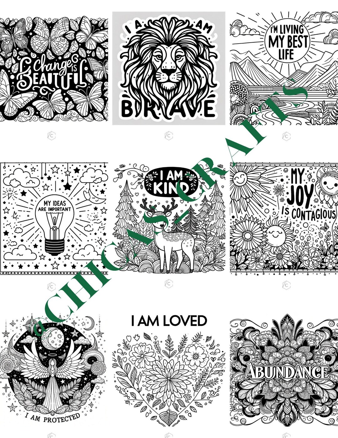 Positive Affirmation Coloring Pages - Etsy