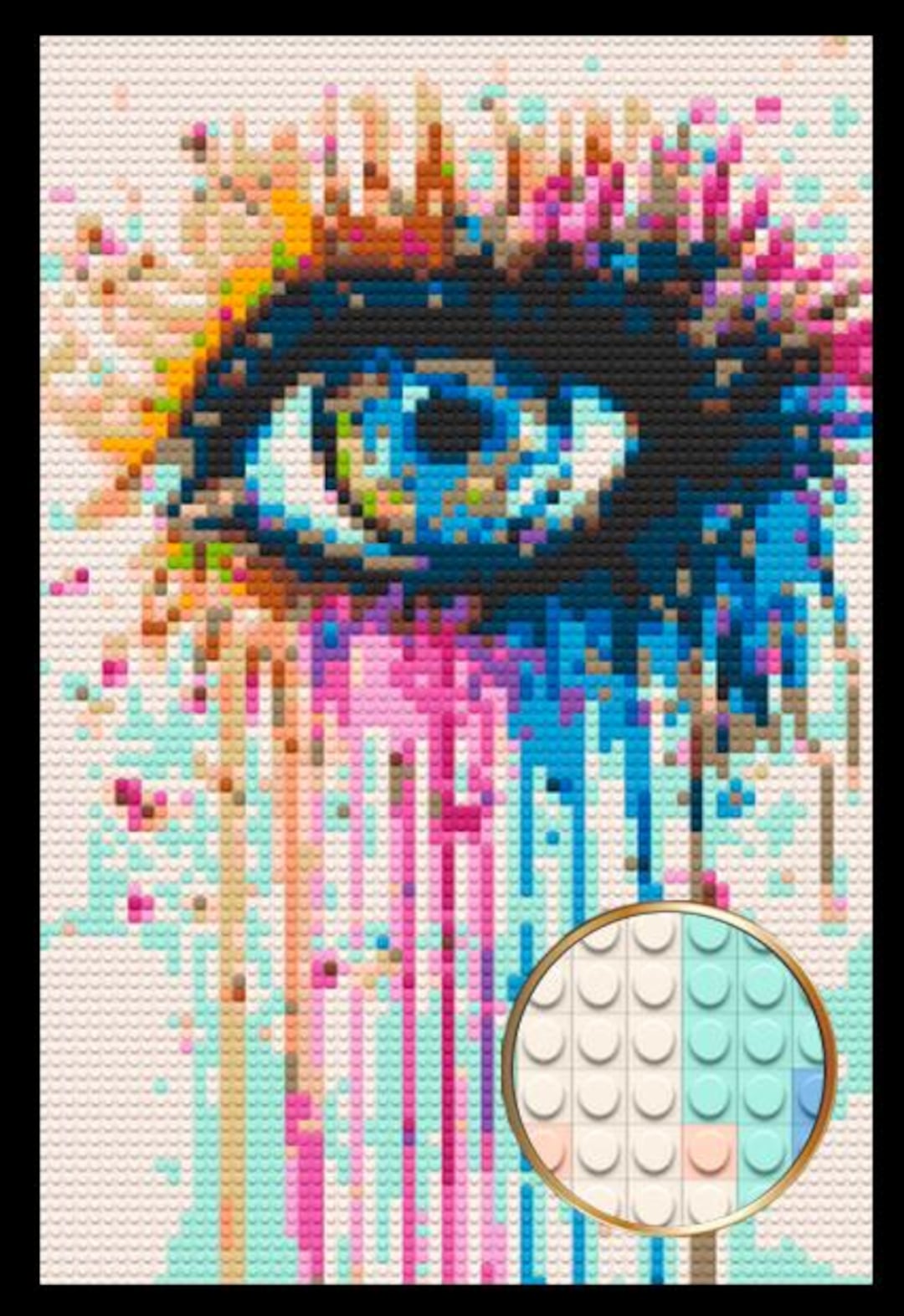 Colorful Eye Art Piece Home Wall Decor Bricked Mosaic Portrait 20x30 - Etsy