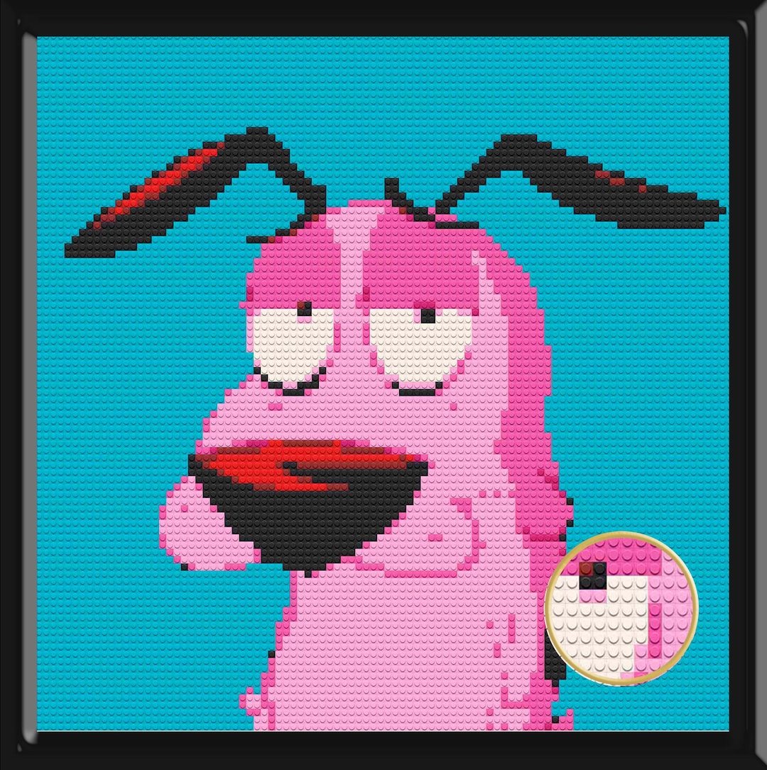 Courage the Cowardly Dog Art Piece Home Wall Decor Bricked Mosaic ...