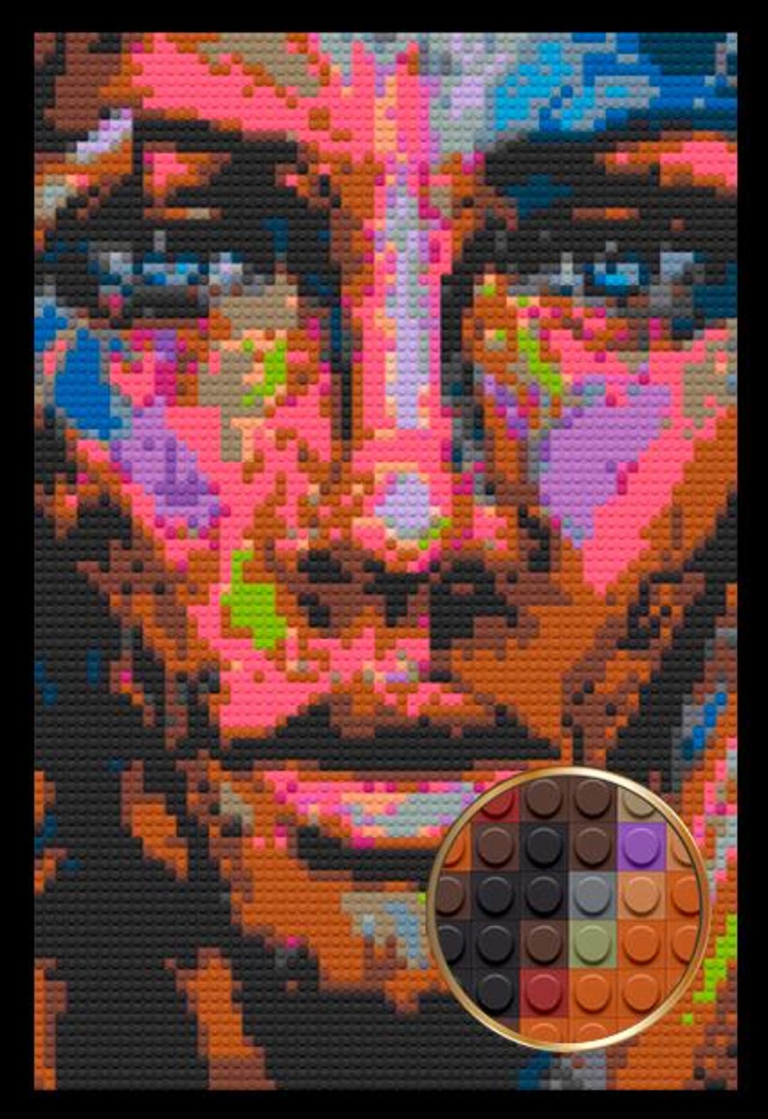 Colorful Lady Face Art Piece Home Wall Decor Bricked Mosaic Portrait ...