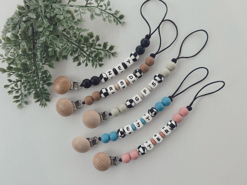 Personalized Checkered Pacifier Clip | Custom Baby Name, Silicone - Etsy