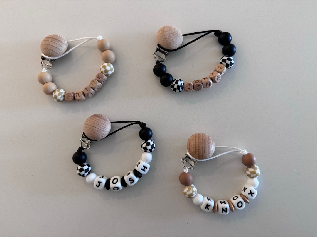 Checkered Flag Personalized Custom Pacifier Clip Custom Baby Name ...