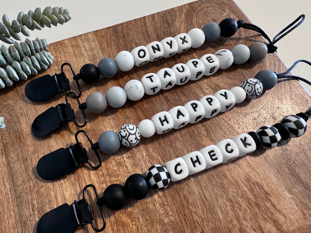 Checkered Flag Personalized Custom Pacifier Clip Custom Baby Name ...