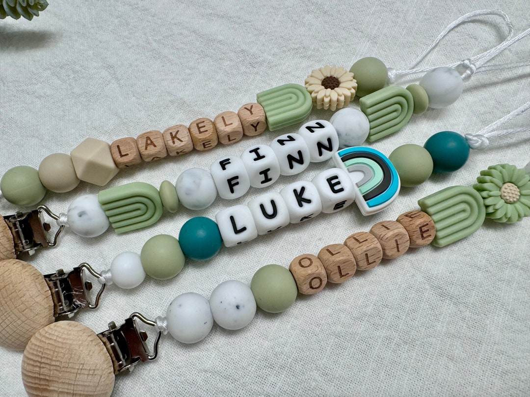 Personalized Silicone Pacifier Clip | Custom Baby Name, Rainbow - Etsy