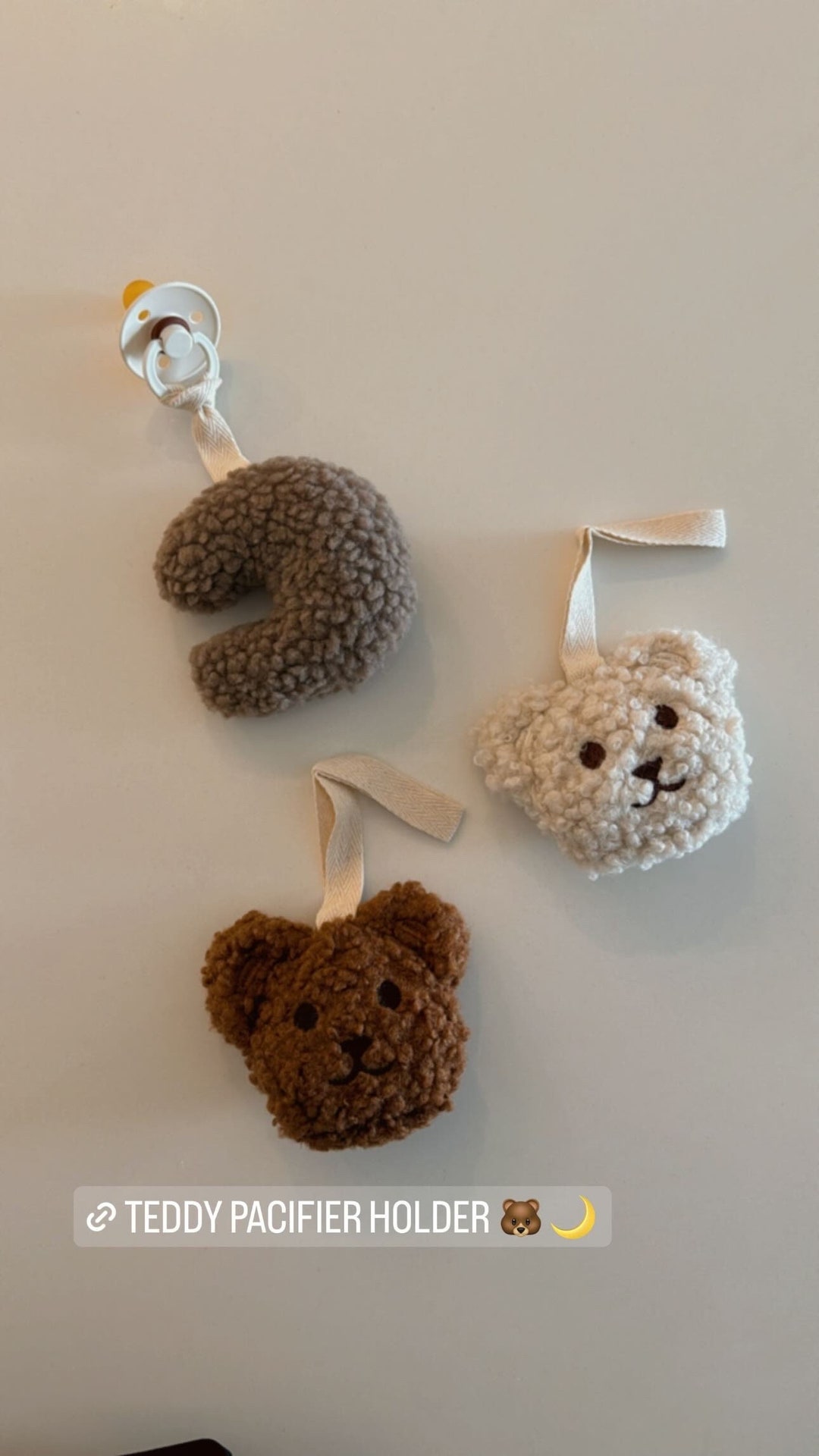 Sherpa Teddy Pacifier Holder | Smiley Pacifier Holder | Happy Face ...