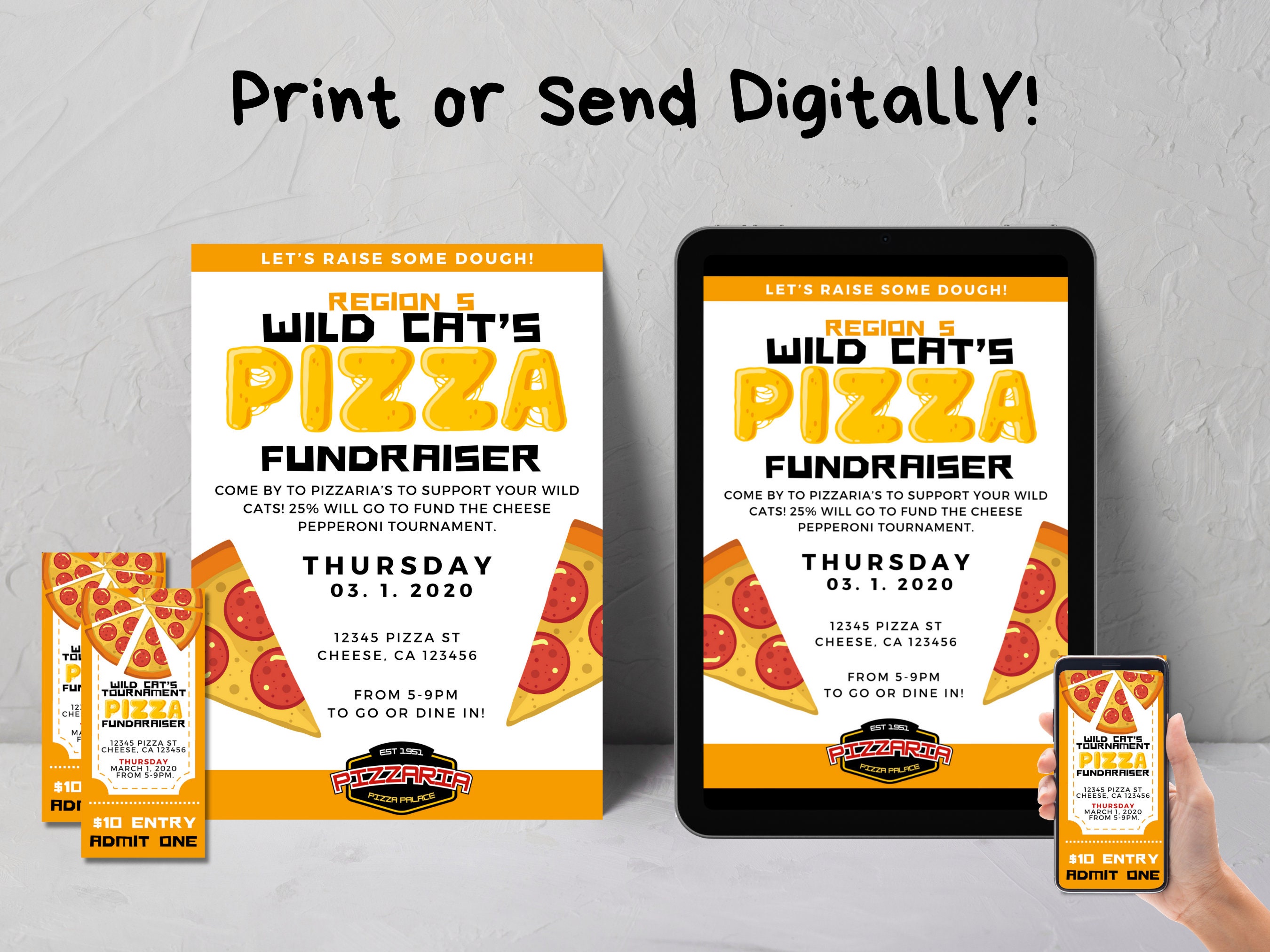 Customizable Pizza Flyer School, Sports, PTO, Pizza Fundraiser Modern ...