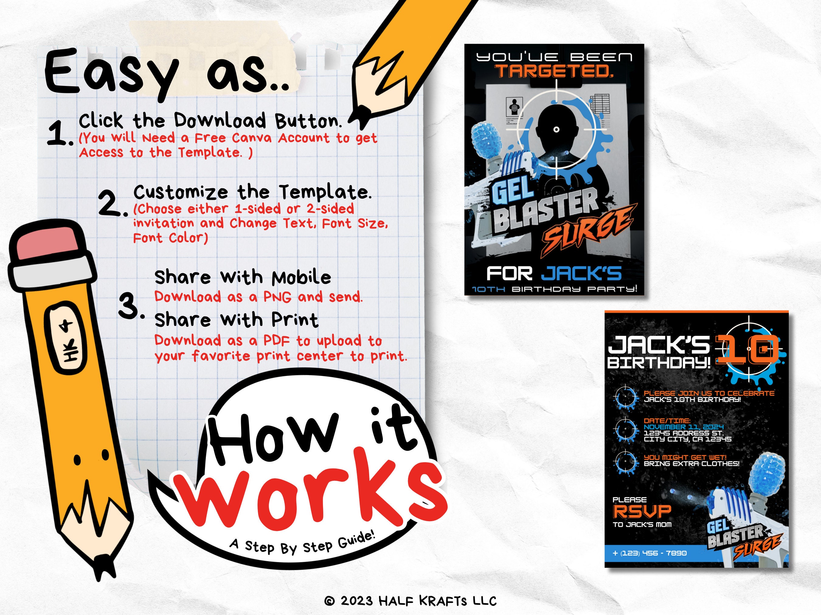 Editable Birthday Invitation | Gel Blaster Party| Gellyball | Printable ...