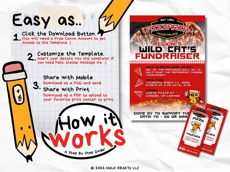 Editable Pizza Fundraiser Invitation | Instant Download | School, PTO ...
