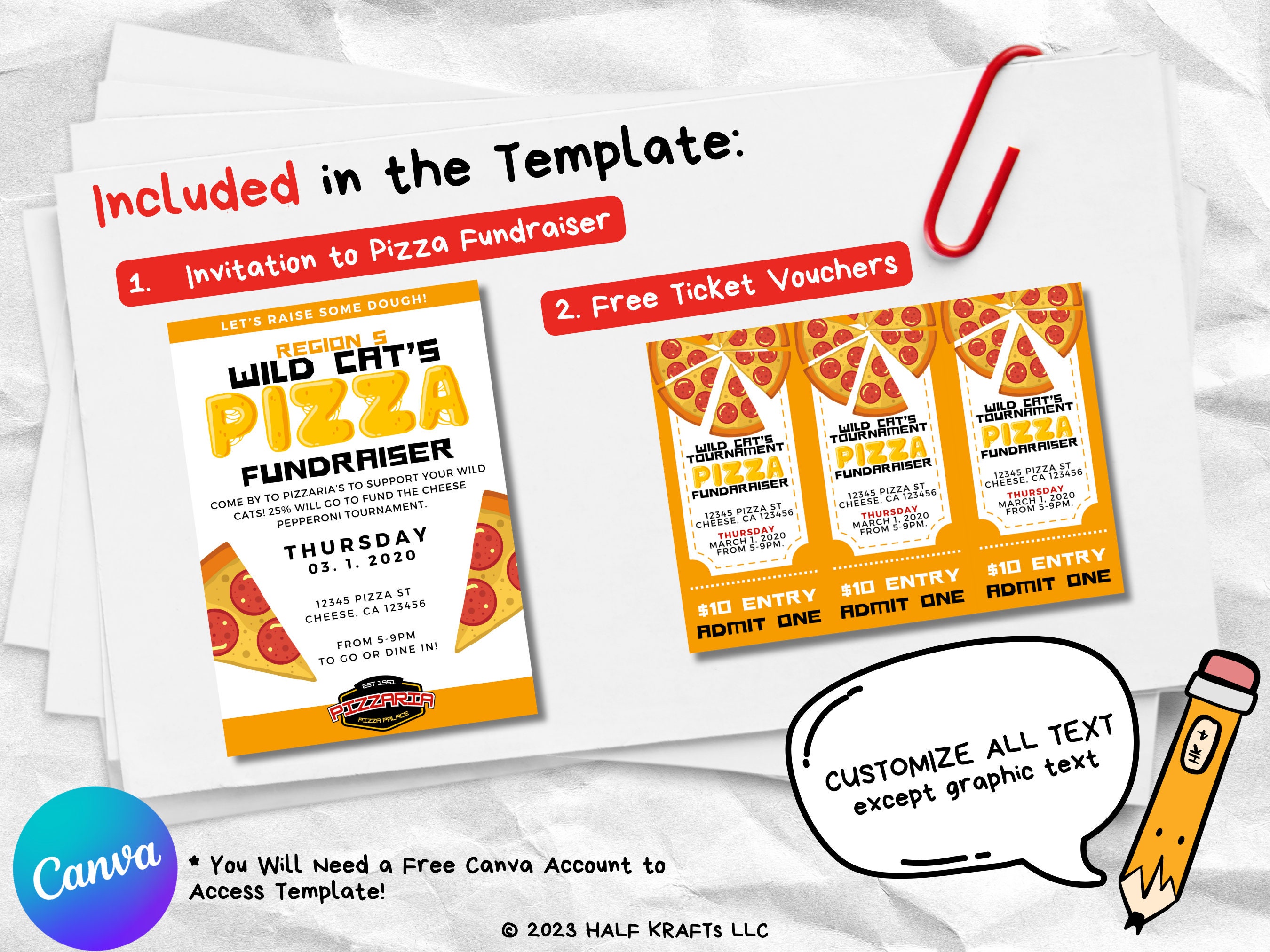 Customizable Pizza Flyer | School, Sports, PTO, Pizza Fundraiser ...