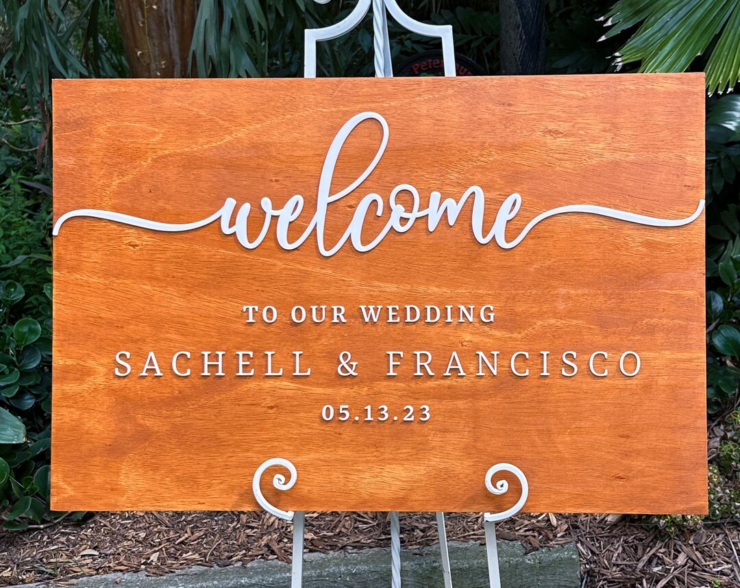 3D Wood Wedding Welcome Sign: Custom Birch Plywood Signage - Etsy
