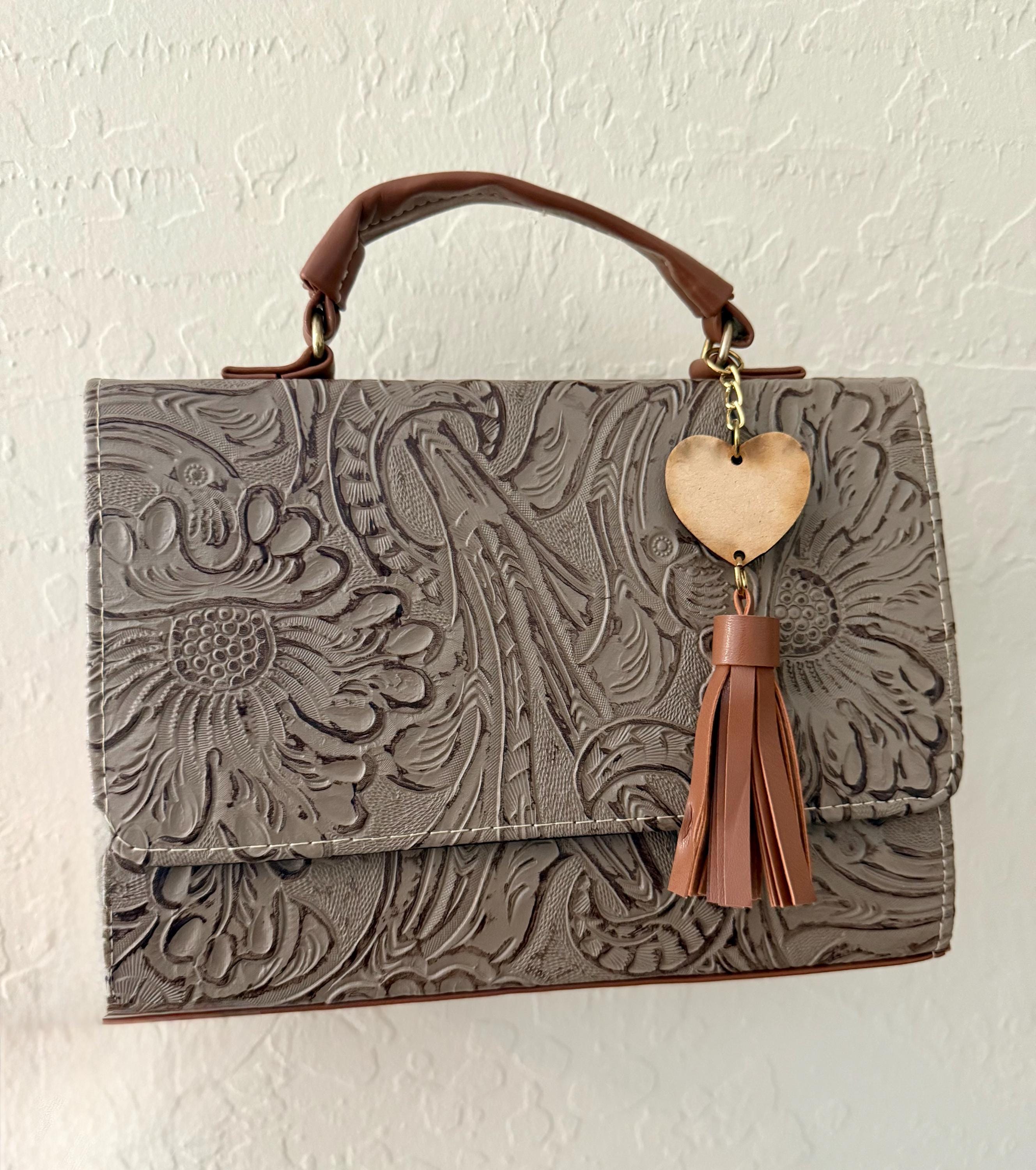 Leather Hand-tooled Mexican Floral Handbag – Handmade Rose Purse ...