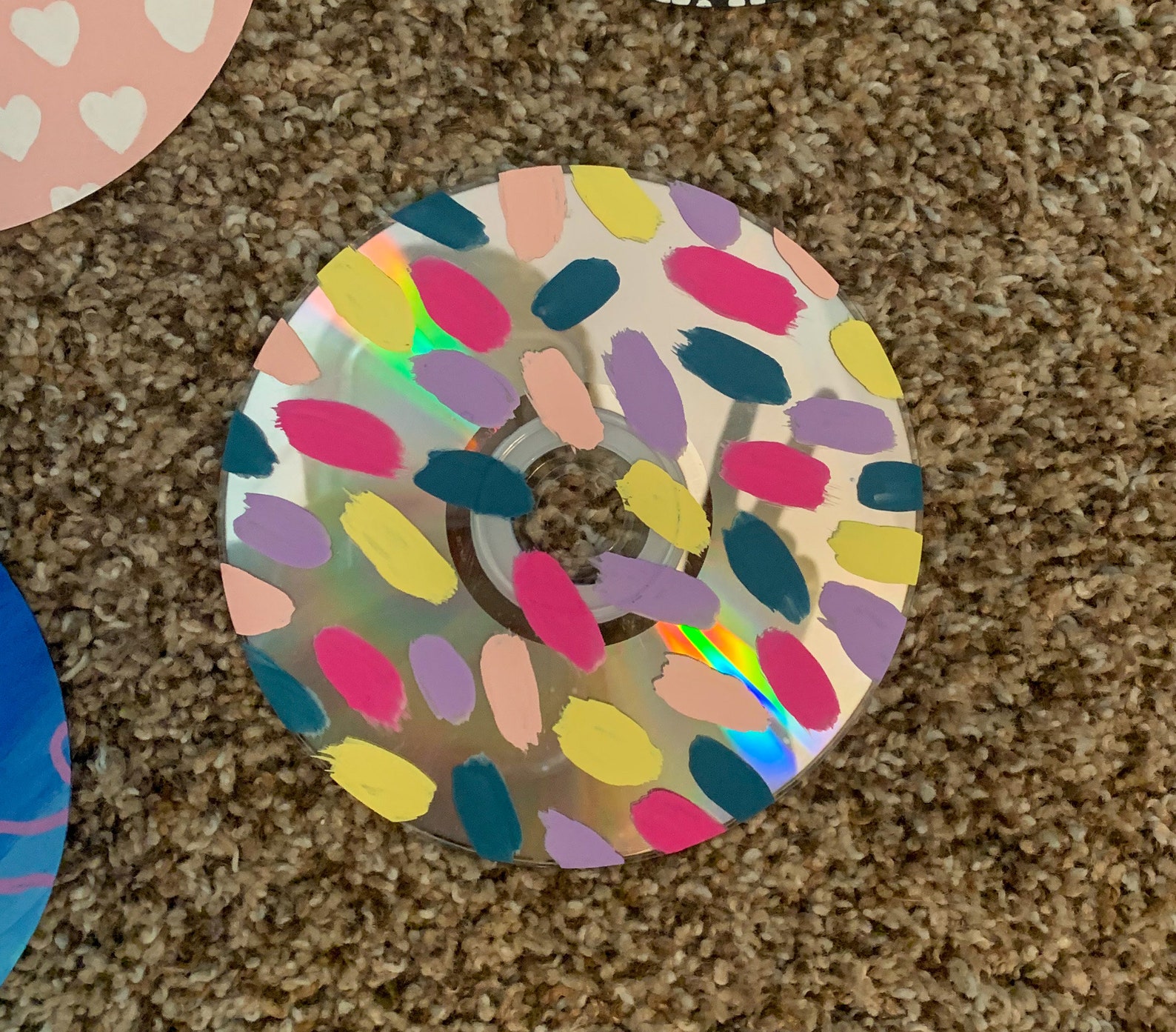 Hand painted CDs/acrylic painted decorative cds/patterned cds | Etsy