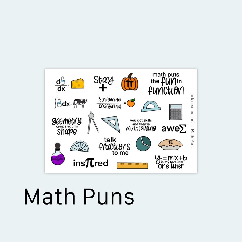 Math Puns Sticker Sheet // Vinyl | Etsy