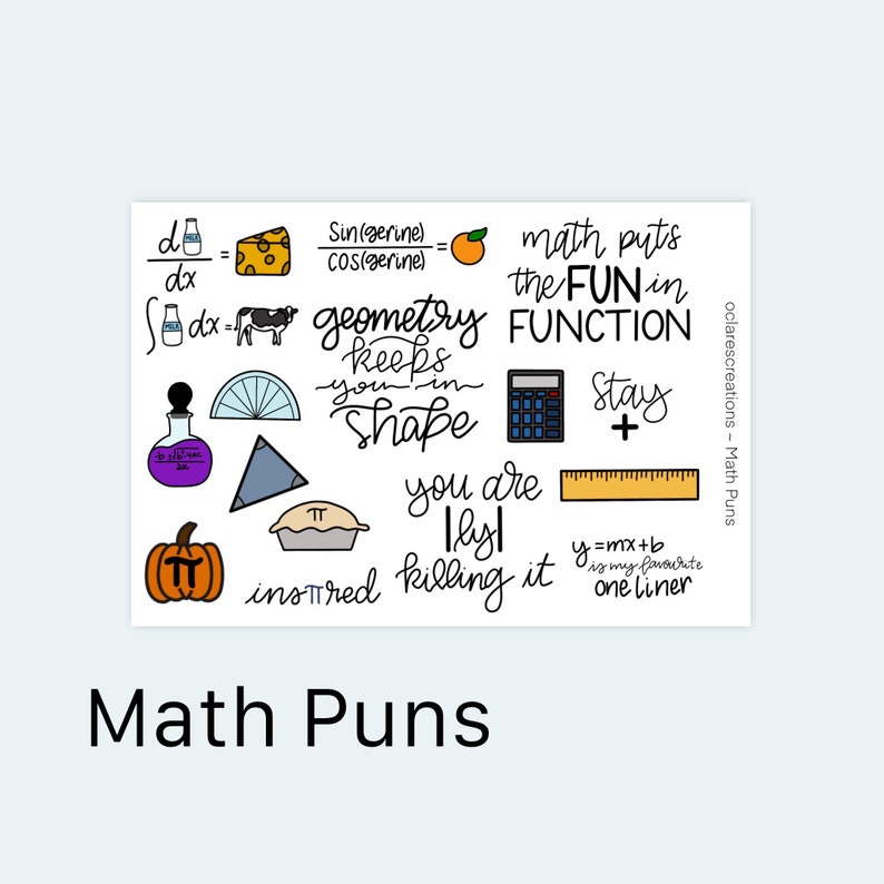 Math Pun Sticker Sheet | Etsy