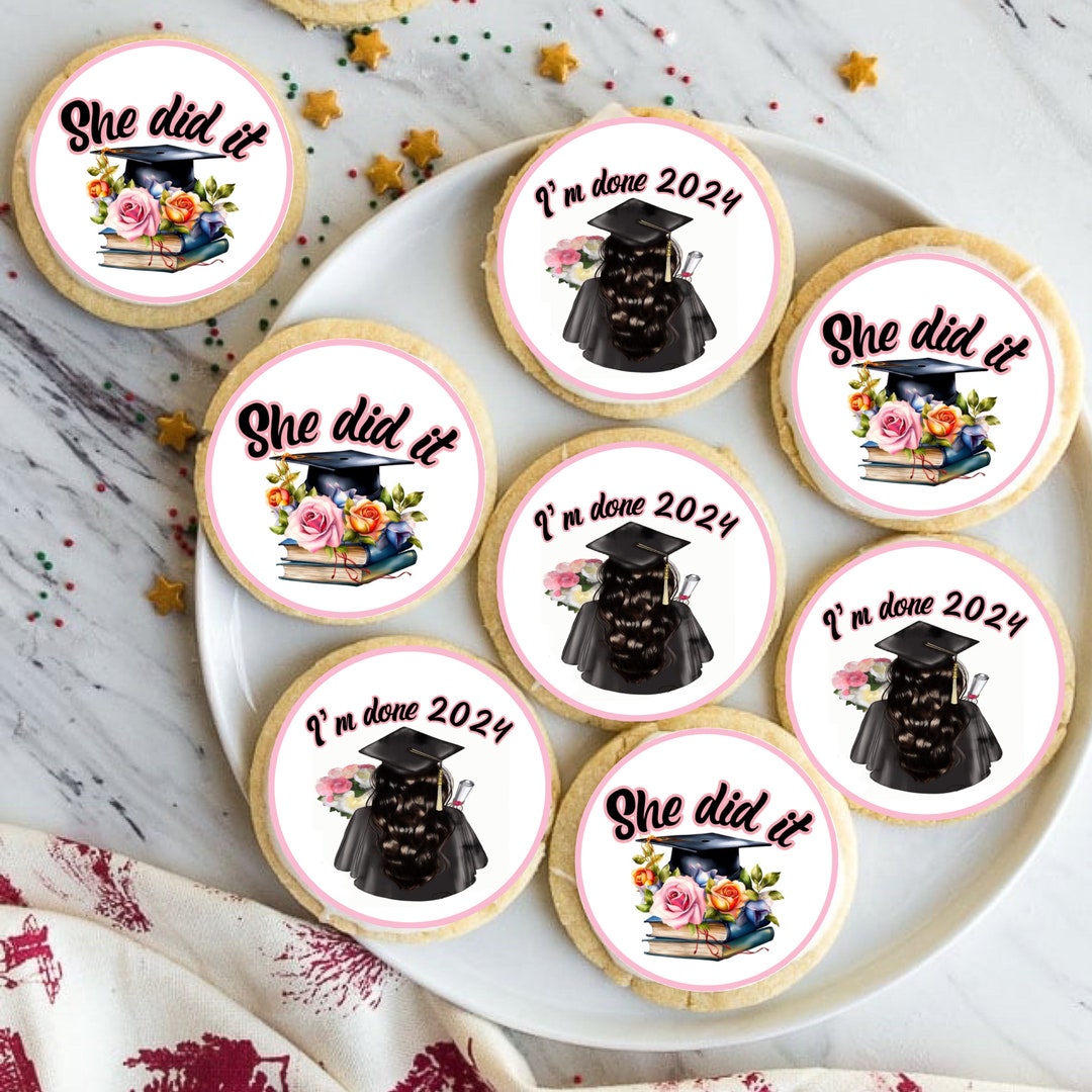 2024 Graduation Cookies Toppers, Girl, Cake Topper, Icing Sheet ...