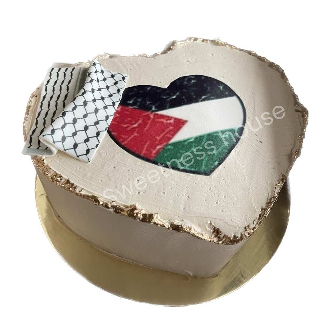 Palestine Flag Heart Shaped Edible Image for Any Sized Cake, Palestine ...