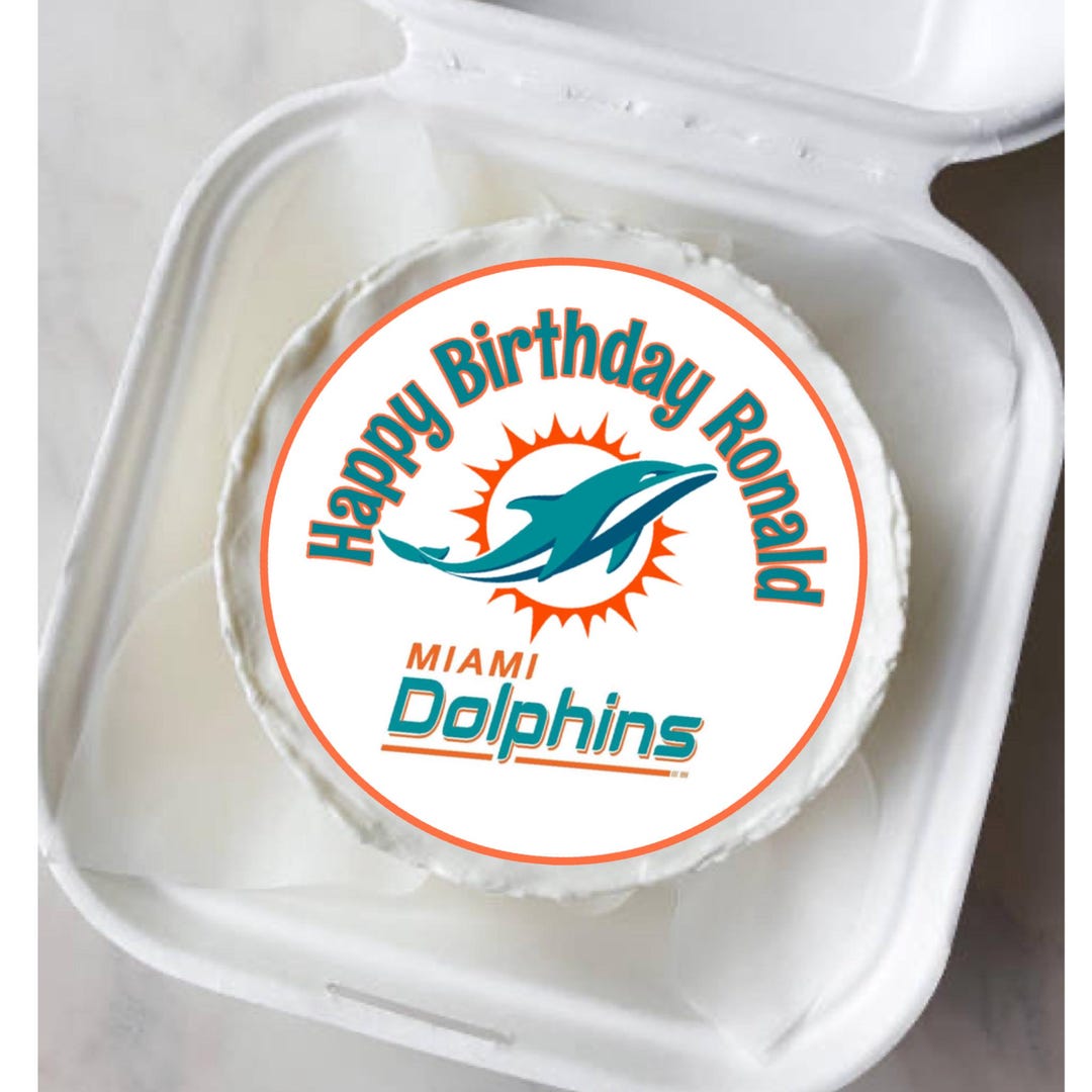 Personalized Miami Dolphins Cake Topper, Icing Sheet, Cupcake Toppers ...