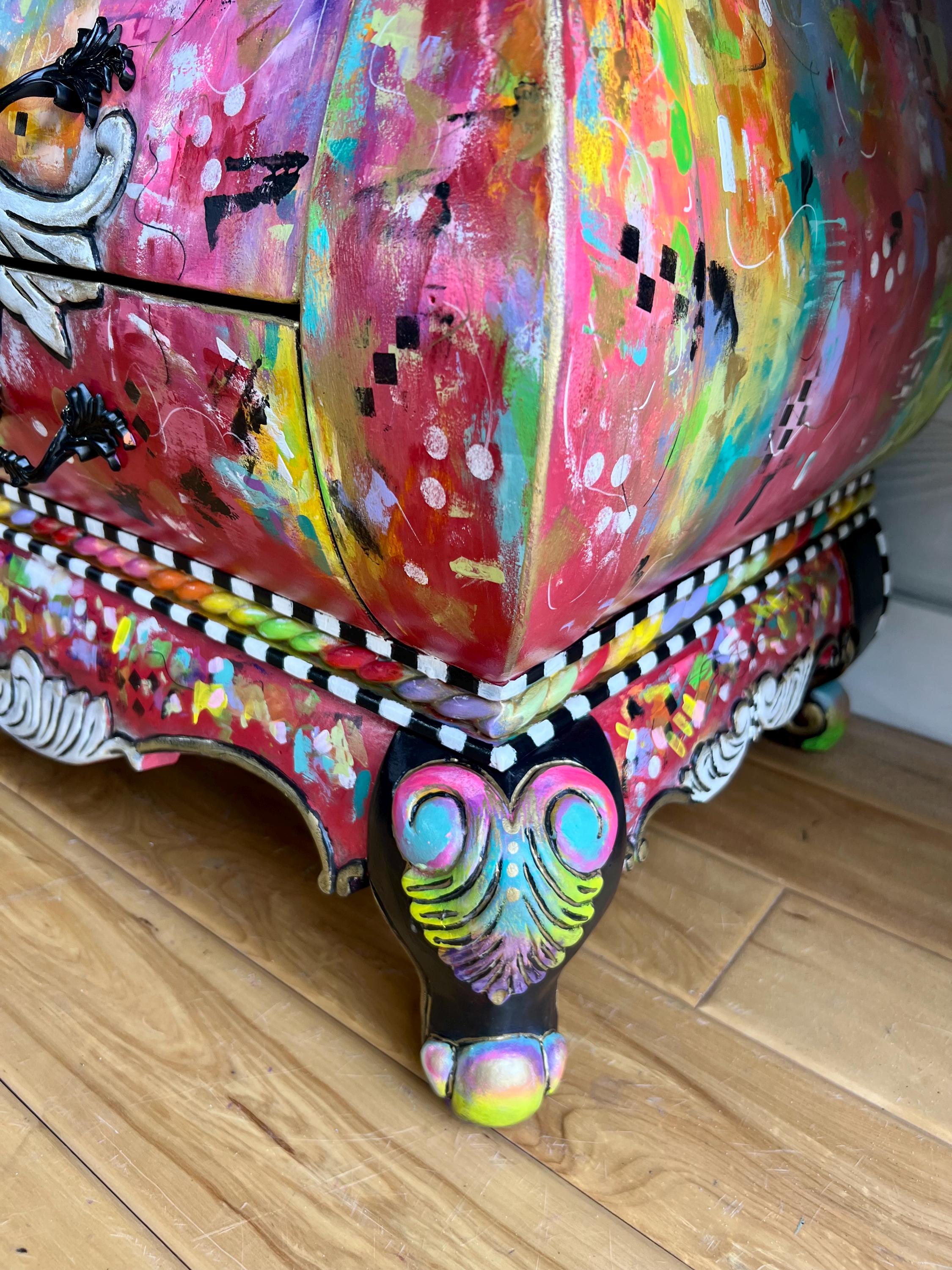 Bombay Dresser, Chalk Painted Furniture, Multicolor Dresser, Abstract ...