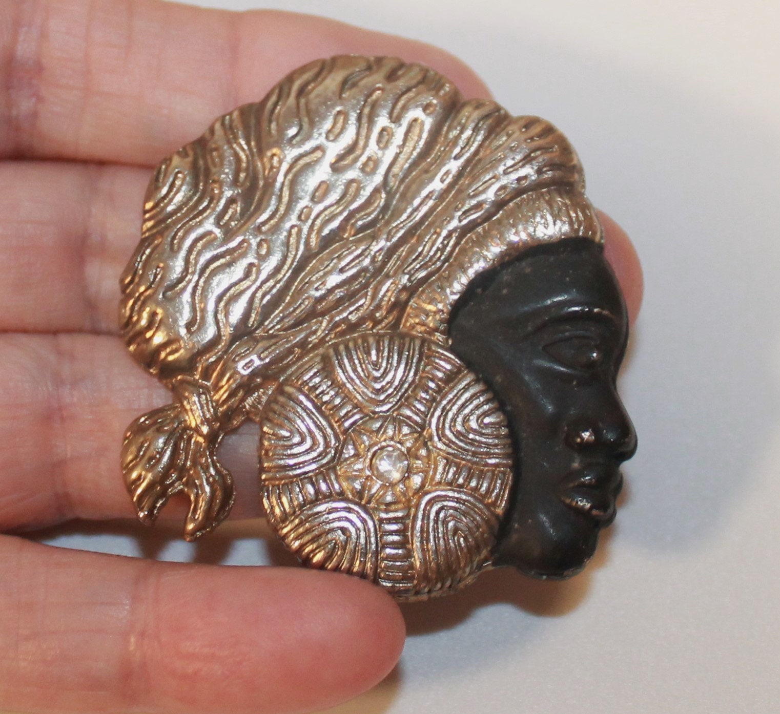 Vintage African Lady Nigerian Head Brooch Pin RARE - Etsy