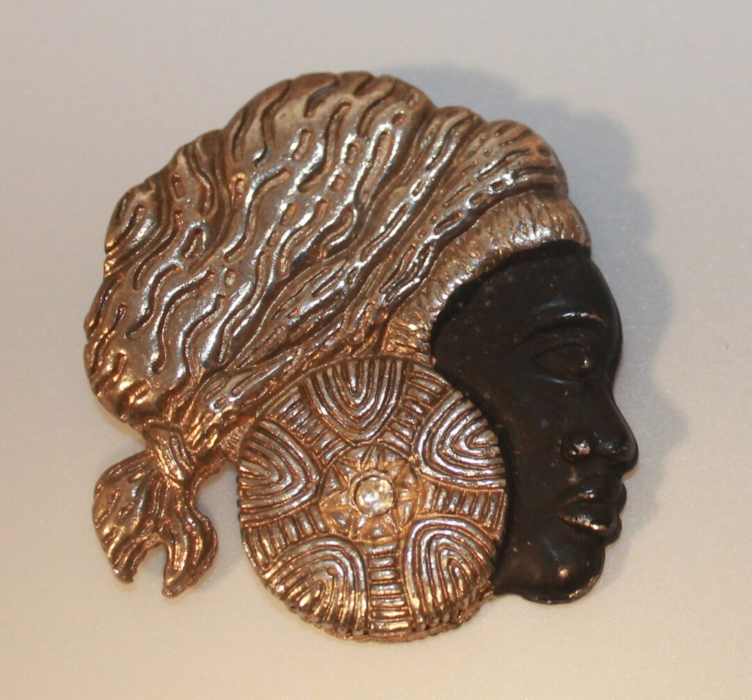 Vintage African Lady Nigerian Head Brooch Pin RARE - Etsy