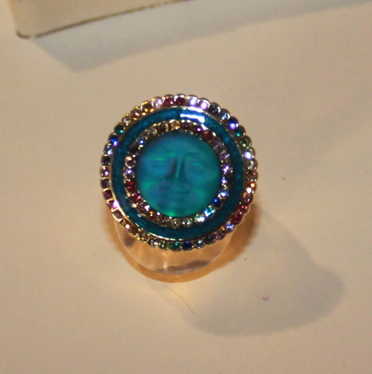 Kirks Folly Rhinestone Blue Moon Face Ring Sz 5 NEW - Etsy
