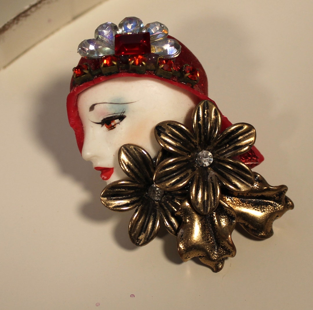 Vintage Ladies Head Brooch Pin - Etsy