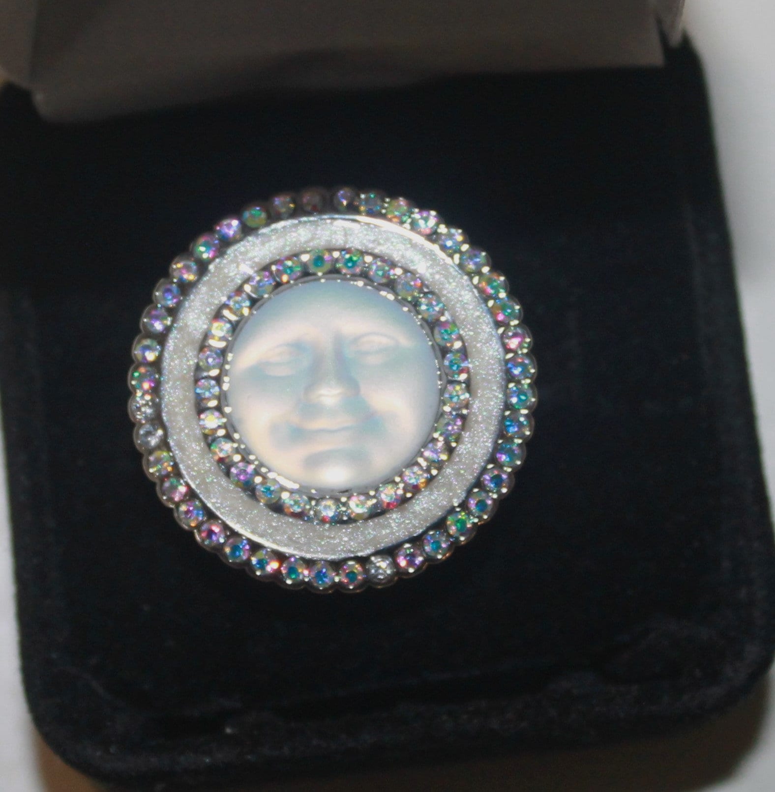 Kirks Folly Rhinestone White Moon Face Ring New Sz 5 - Etsy