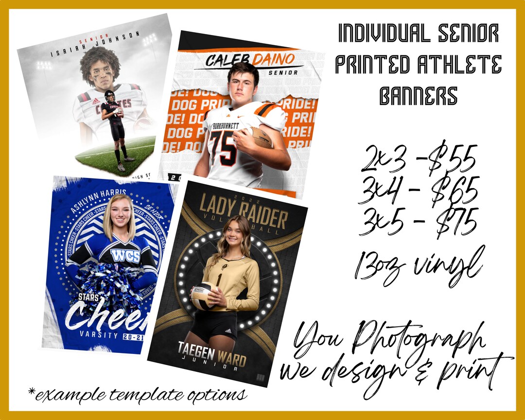 Printed Senior Athlete Banner: Custom Team Photo Design - Etsy