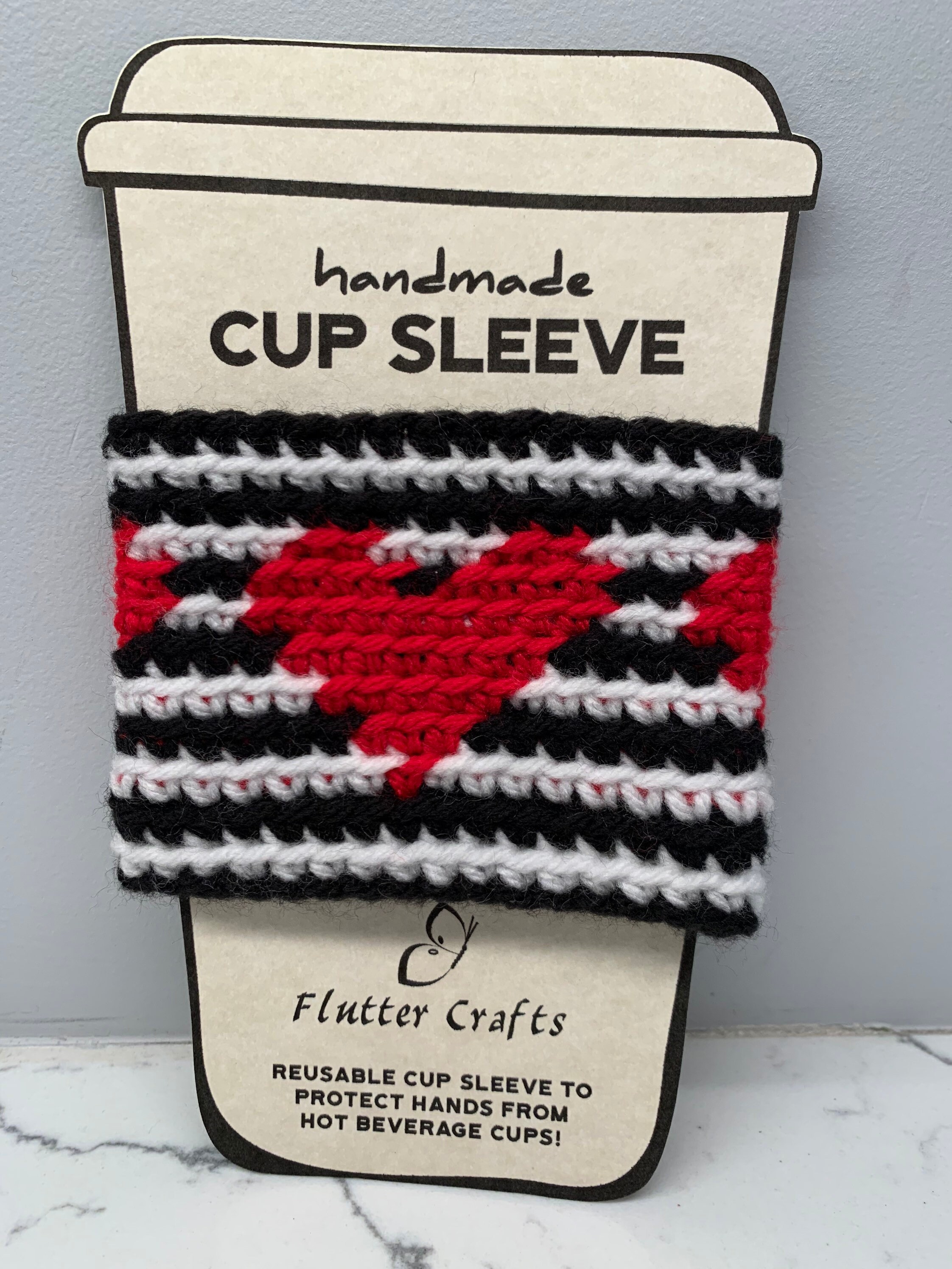Crochet Cup Sleeve Cozy Reusable Valentines Heart - Etsy