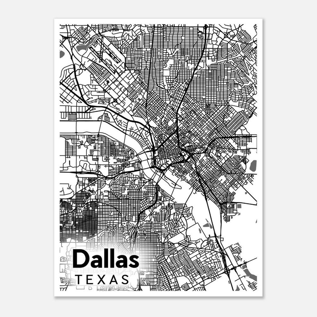 Dallas Map Print Poster - Light Theme | Wall Art | Fine Art | Maps ...