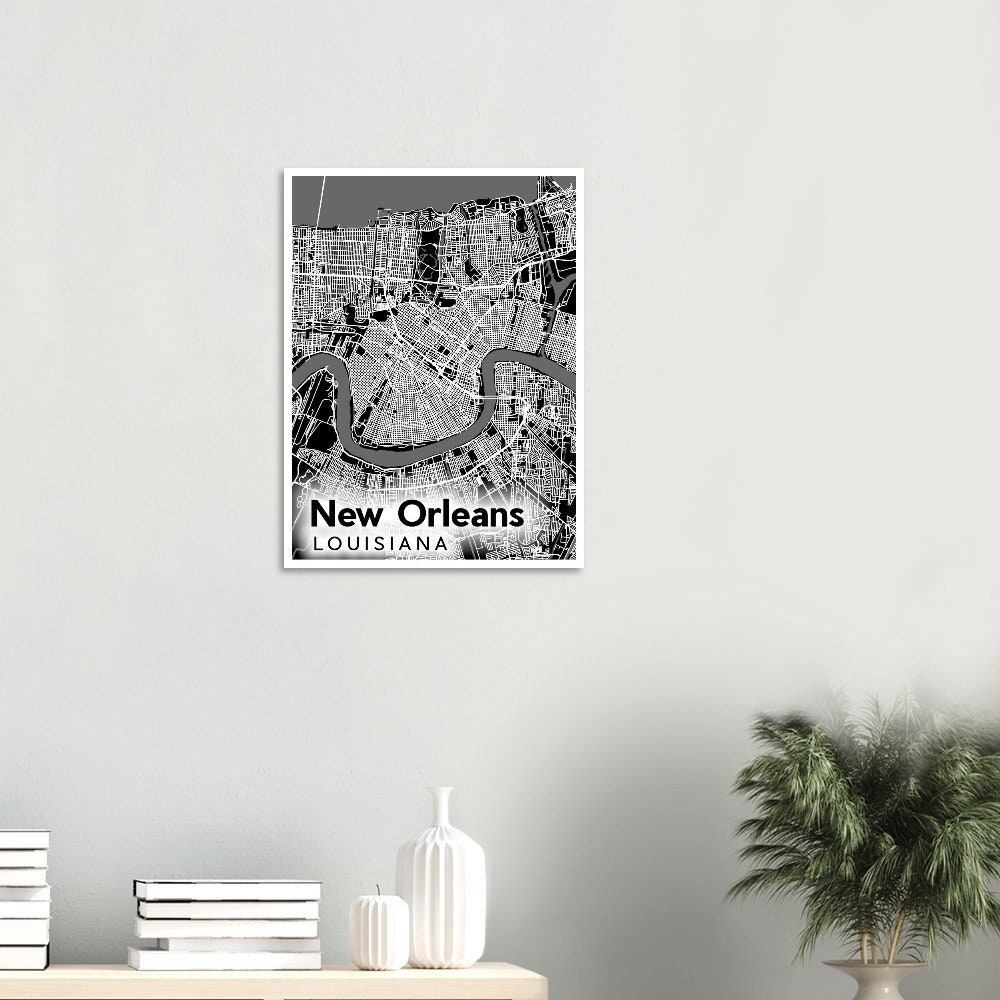 Streets of New Orleans Map - Dark Theme | Wall Art | Fine Art | Maps ...