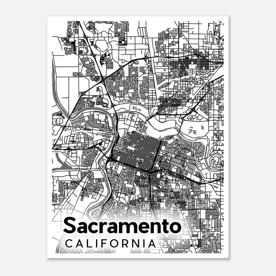 Streets of Sacramento Map - Light Theme | Wall Art | Fine Art | Maps ...