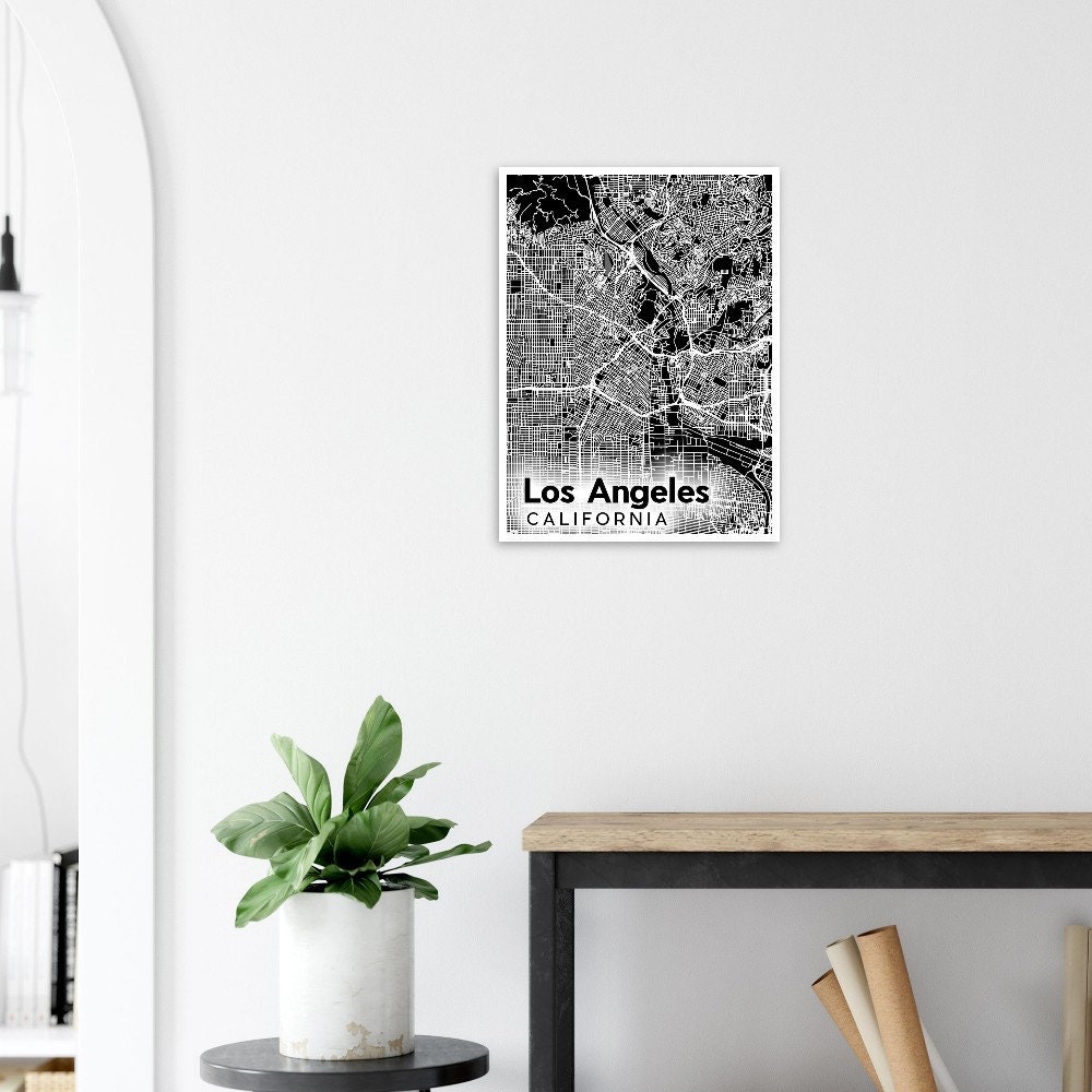 Streets of Los Angeles Map - Dark Theme | Wall Art | Fine Art | Maps ...