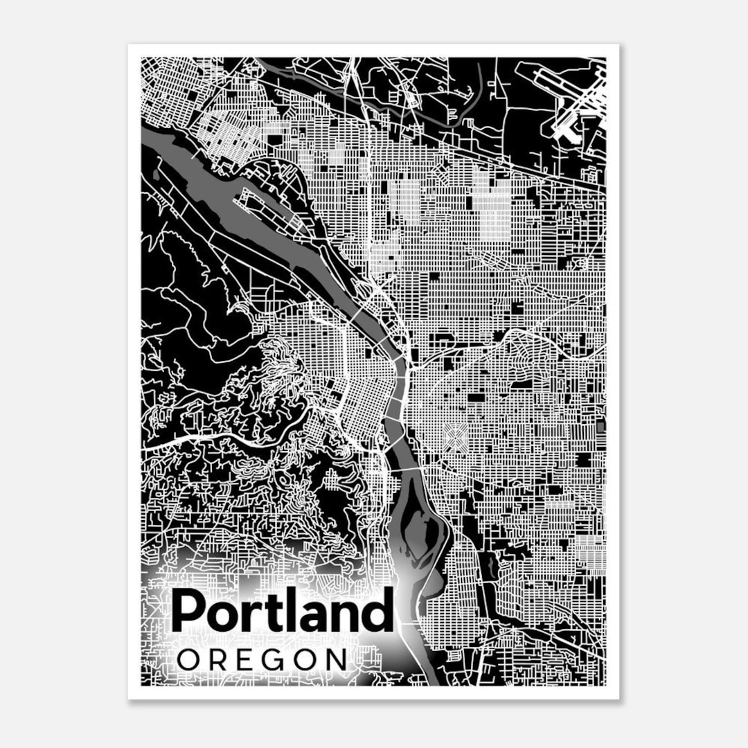 Streets of Portland Map - Dark Theme | Wall Art | Fine Art | Maps ...