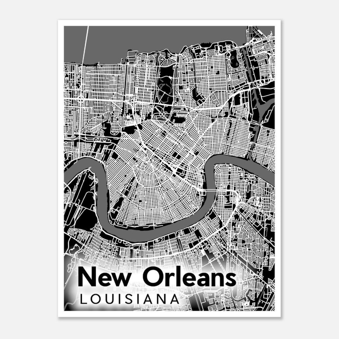 Streets of New Orleans Map - Dark Theme | Wall Art | Fine Art | Maps ...