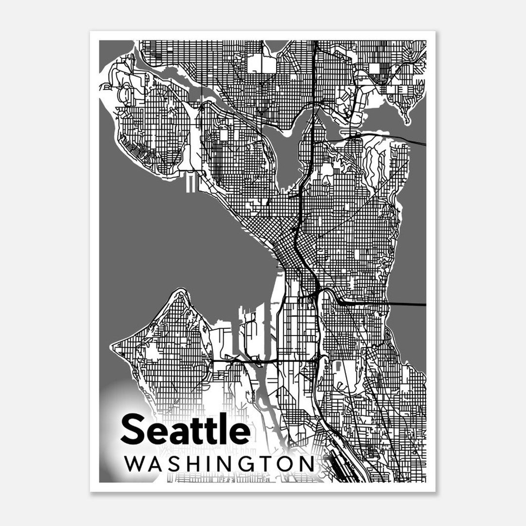 Streets of Seattle Map - Light Theme | Wall Art | Fine Art | Maps ...