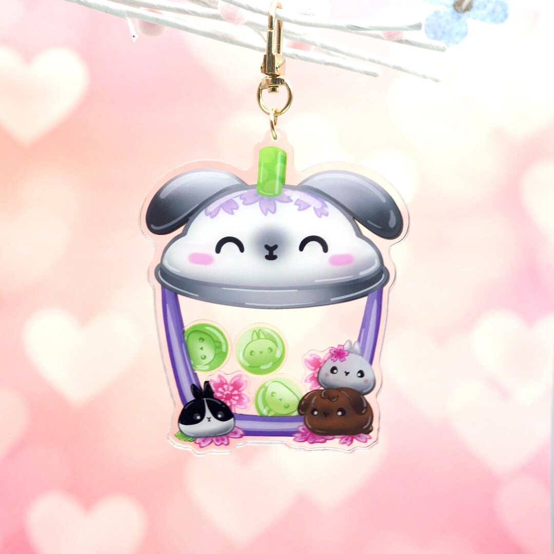 Cute Sakura Bunny Boba Shaker Key Charm / Kawaii Key Accessories ...