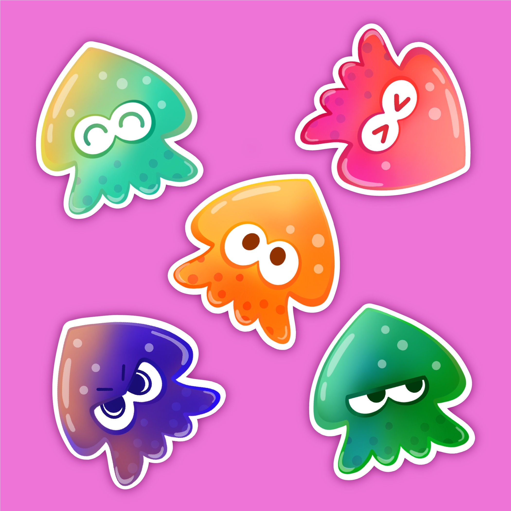 Squid Vinyl Stickers Inkling Squid Sticker Pack Waterproof - Etsy