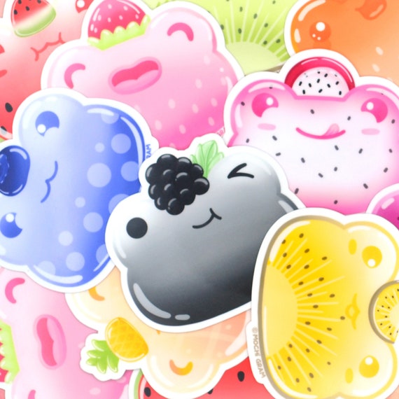 Cute Fruit Frog Sticker Vinyl Sticker Fruit Stickers - Etsy