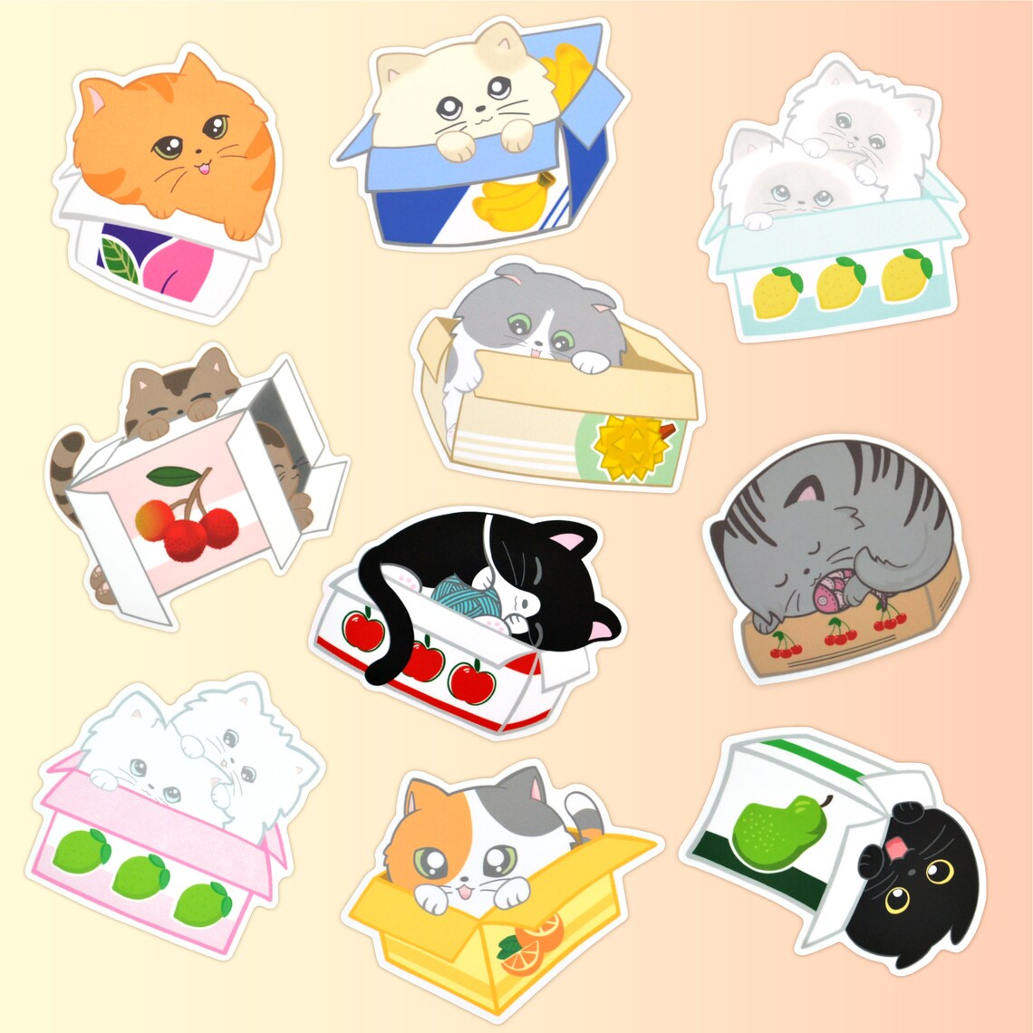 Apple Box Kitten Sticker - Vinyl Sticker - Kitten Sticker- Cat in a Box ...