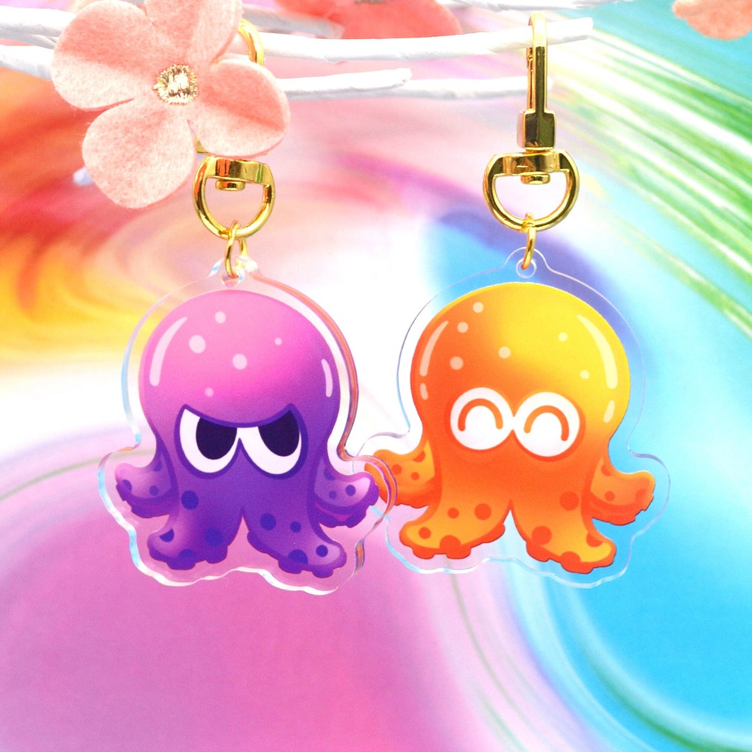 Kawaii Acrylic Octopus Charm - Octoling Keychain - Cute Acrylic Charm Keychain - Kawaii Octopus ...