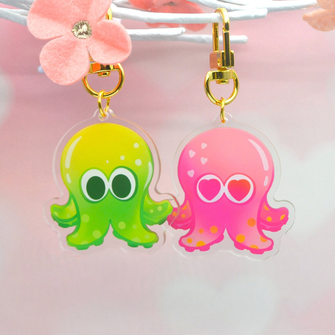 Kawaii Acrylic Octopus Charm - Octoling Keychain - Cute Acrylic Charm Keychain - Kawaii Octopus ...