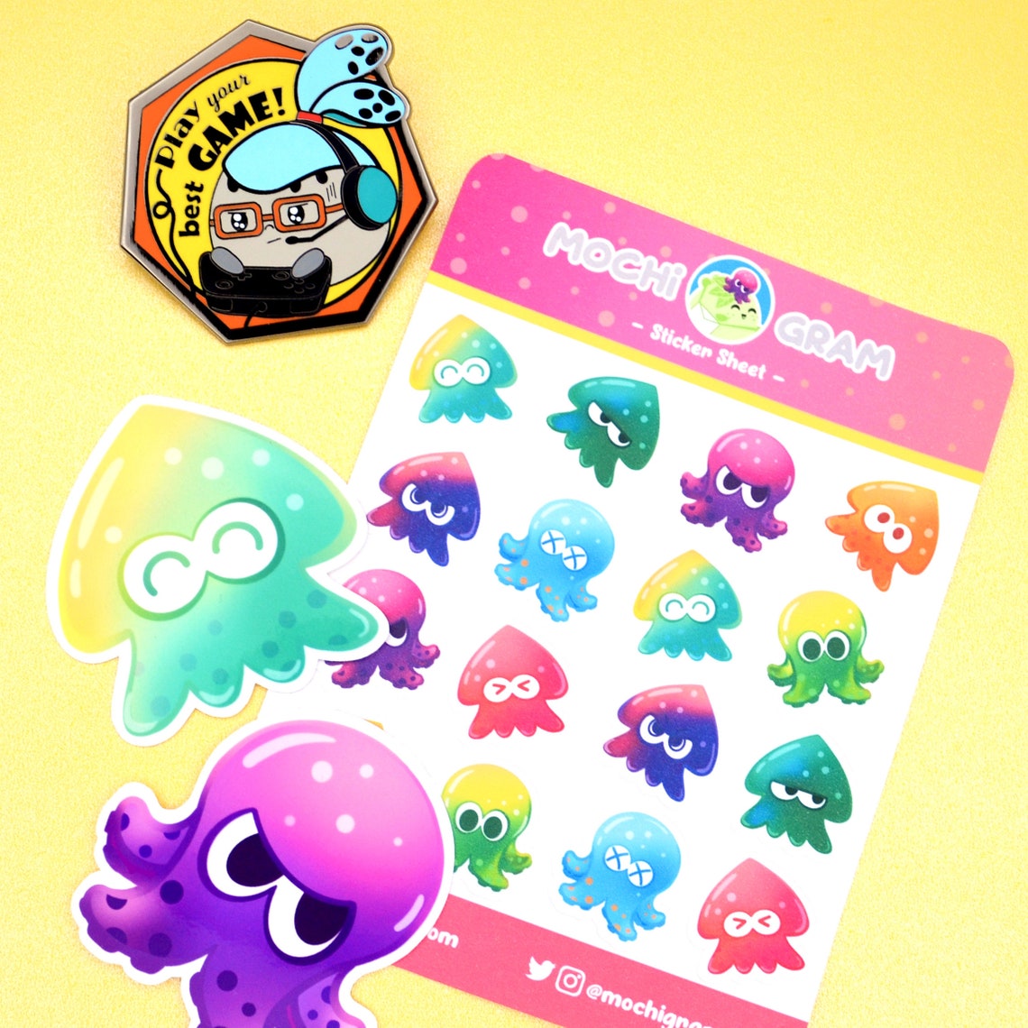 Squid Inkling Gift Bundle Squid Stickers and Pin Set Gamer - Etsy UK