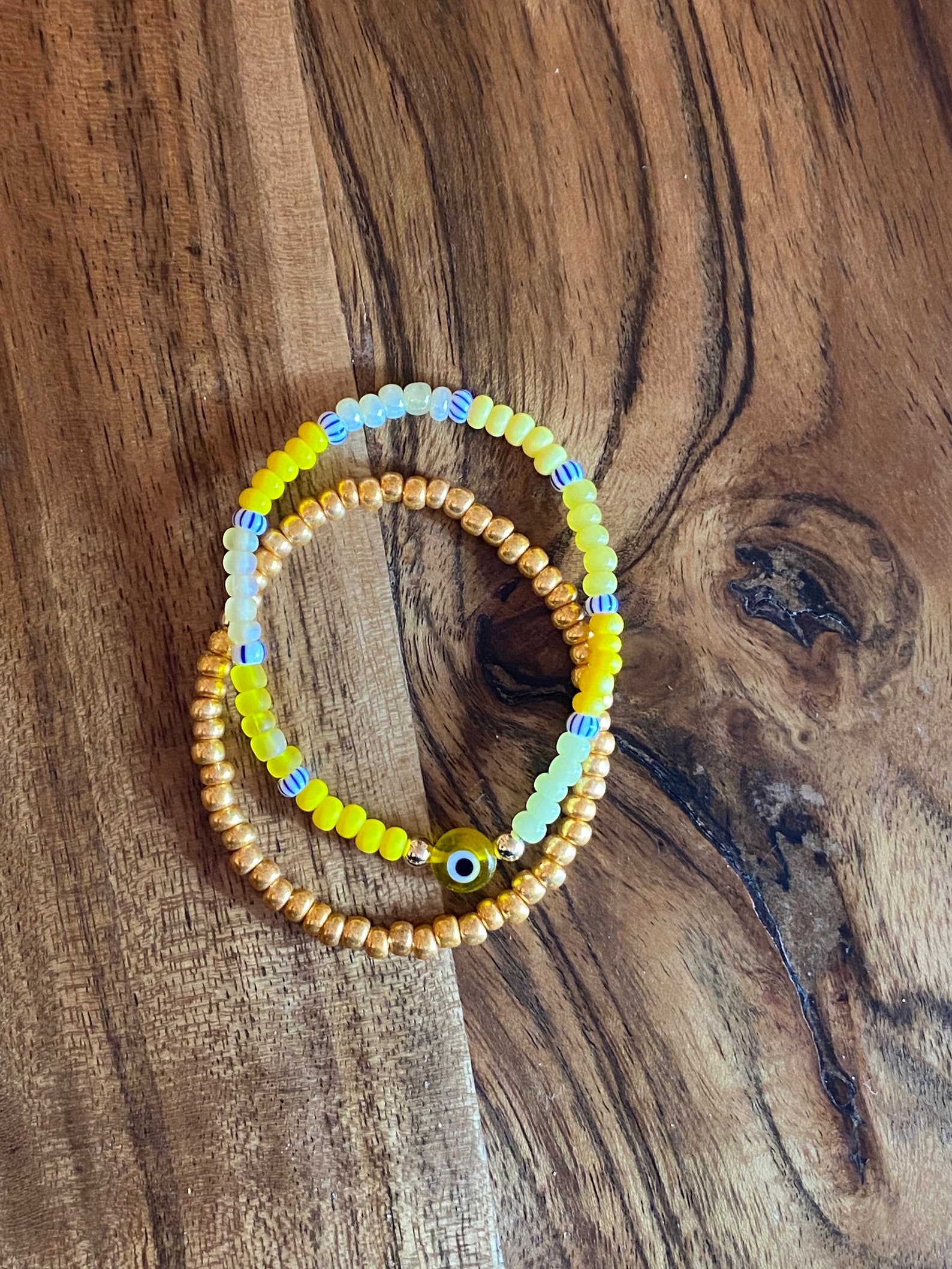 Evil Eye Beaded Bracelet Set Evil Eye and Gold Bracelet | Etsy